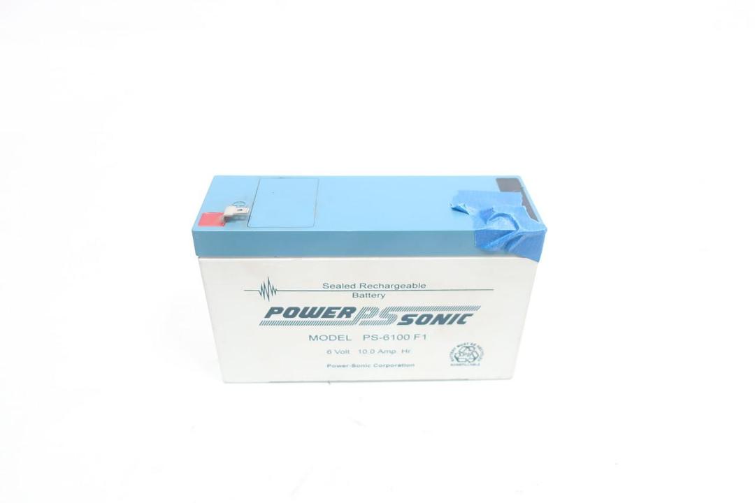 POWER SONIC PS-6100 F1 SEALED RECHARGEABLE BATTERY 6V-DC 10AMP HR